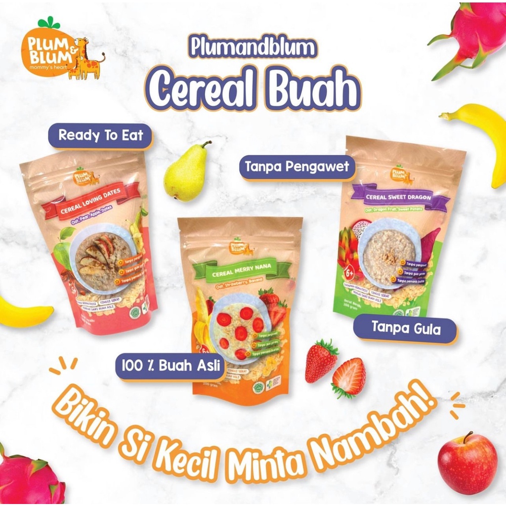 Jual Plum & Blum Cereal bubur bayi Oat Pasta Beef BUAH / Sereal buah Bb ...