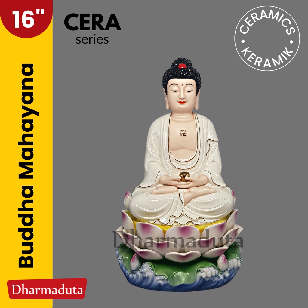 Jual Cera Buddha Mahayana 16in Keramik Patung Rupang Arca Buddha ...