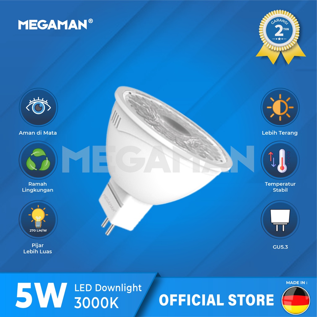 Jual Lampu LED Reflector MEGAMAN YTMR16Z1- CL 3W 3000K 170-240V ...