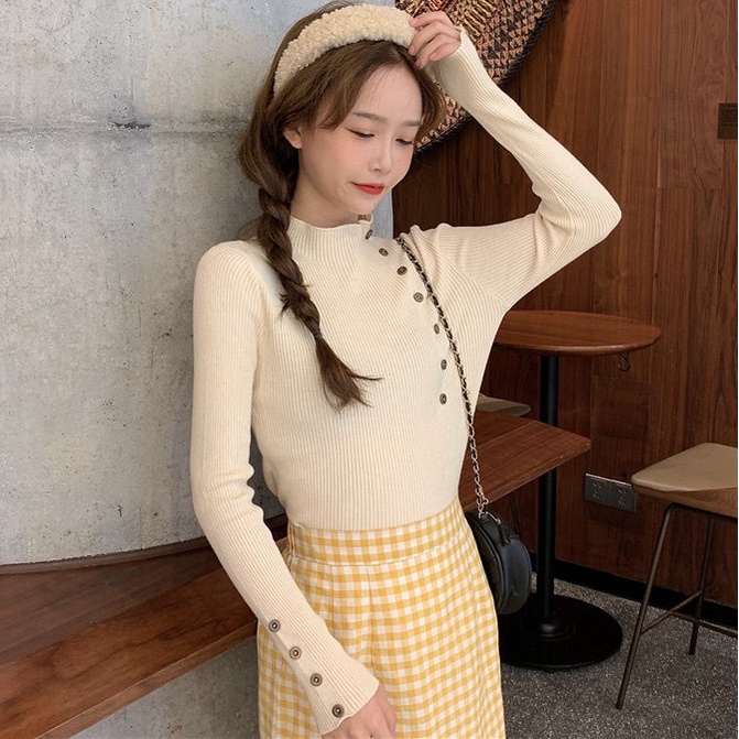 Jual AJW Turtleneck Knit Long Sleeve Korean Style Import Premium New Release TT | Atasan ...