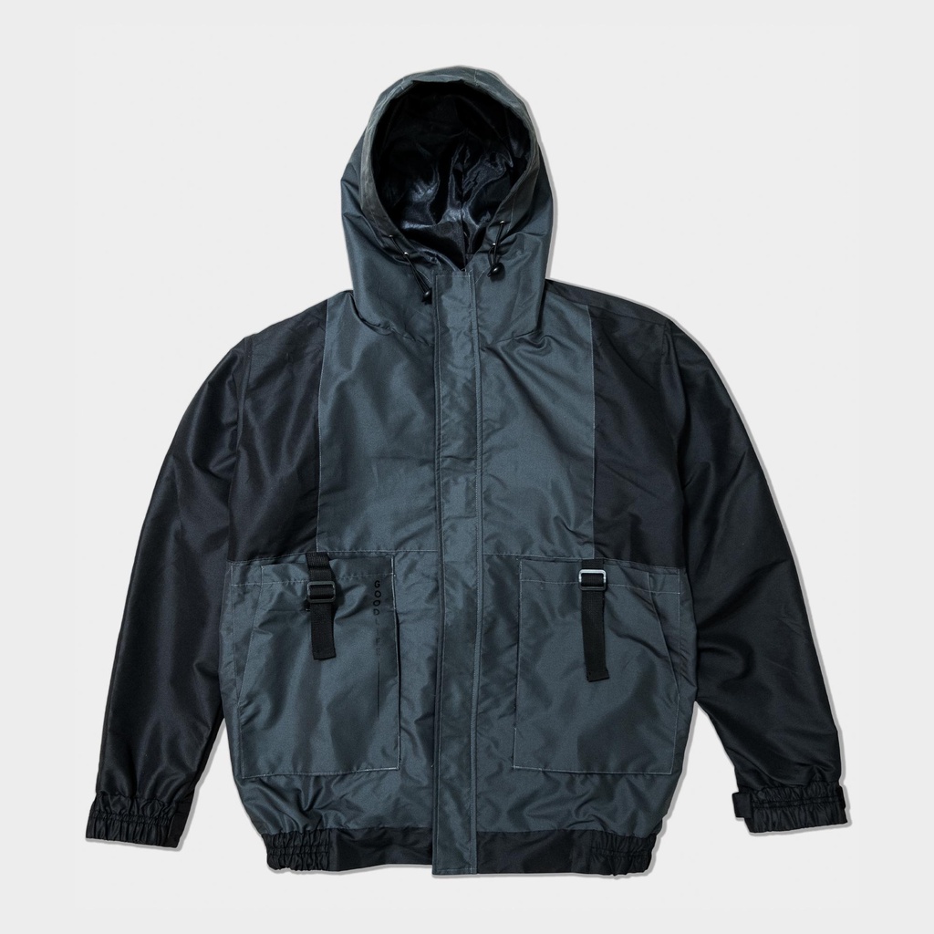Jual Goodlife Two Tone Black/Dark Grey Windbreaker | Shopee Indonesia