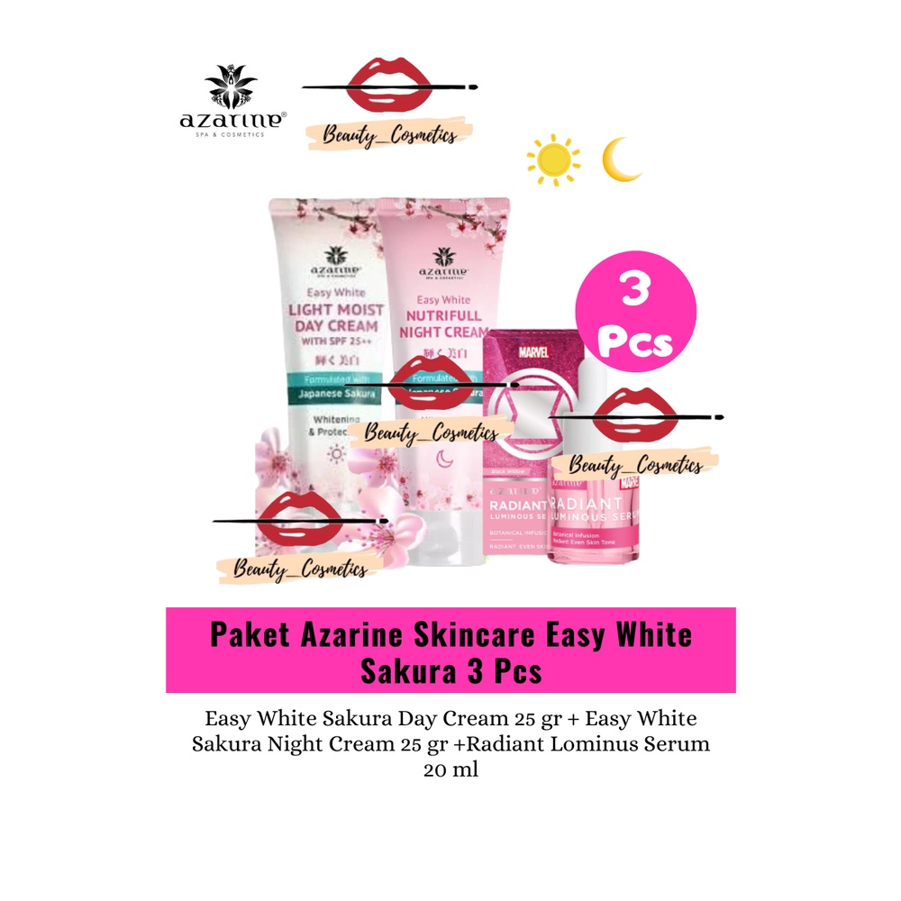 Jual Paket Azarine Easy White Sakura 3pcs (Easy White Day Cream 20ml ...