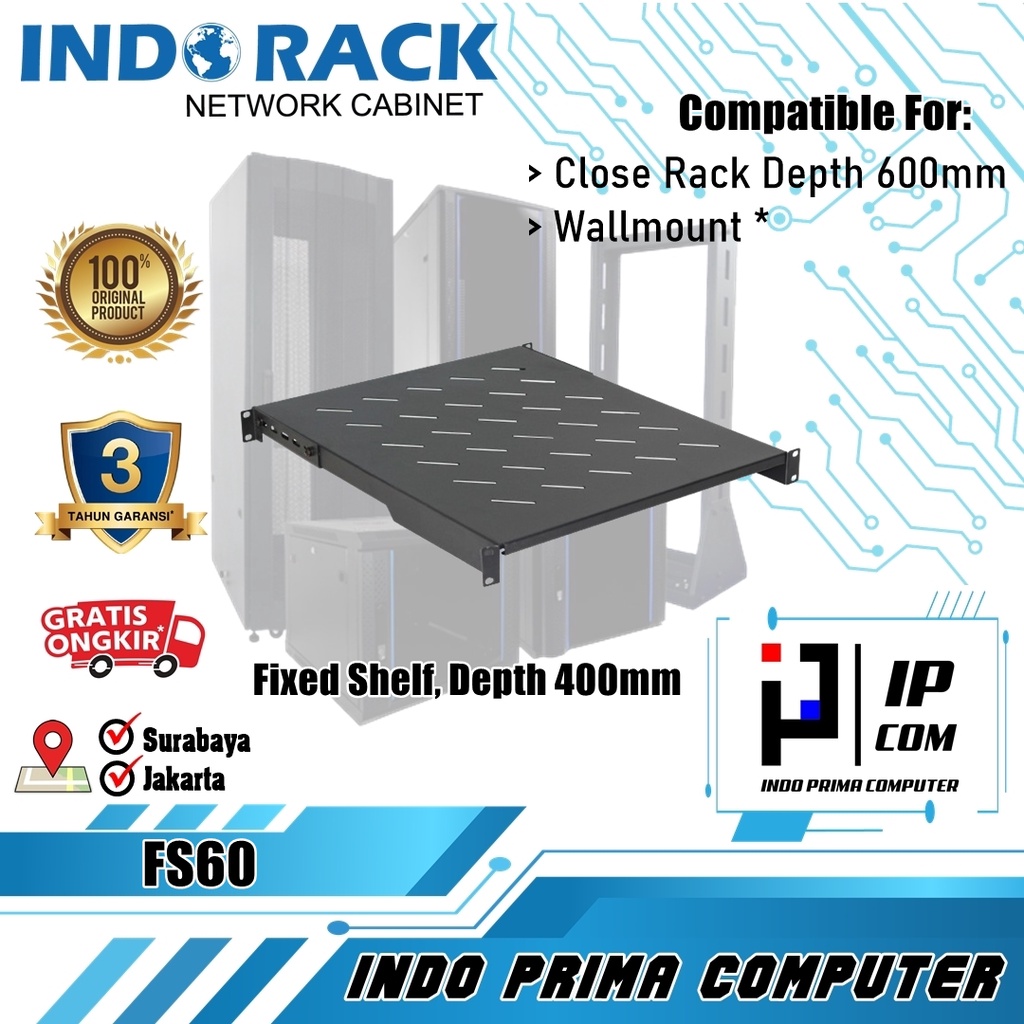 Jual fixed shelf rack server depth 400mm fs60 indorack | Shopee Indonesia