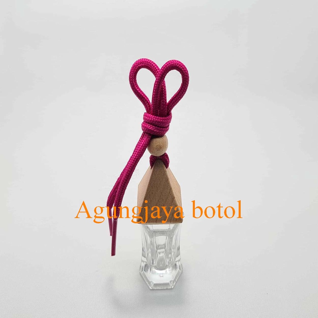 Jual Botol Kaca Parfum Gantung Segi 6 5 Ml Tutup Kayu Segitiga / Botol ...