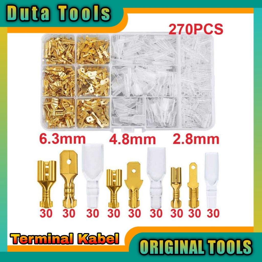 Jual Skun Kabel Terminal Wire Crimp Connector Spade Kit 270 PCS ...