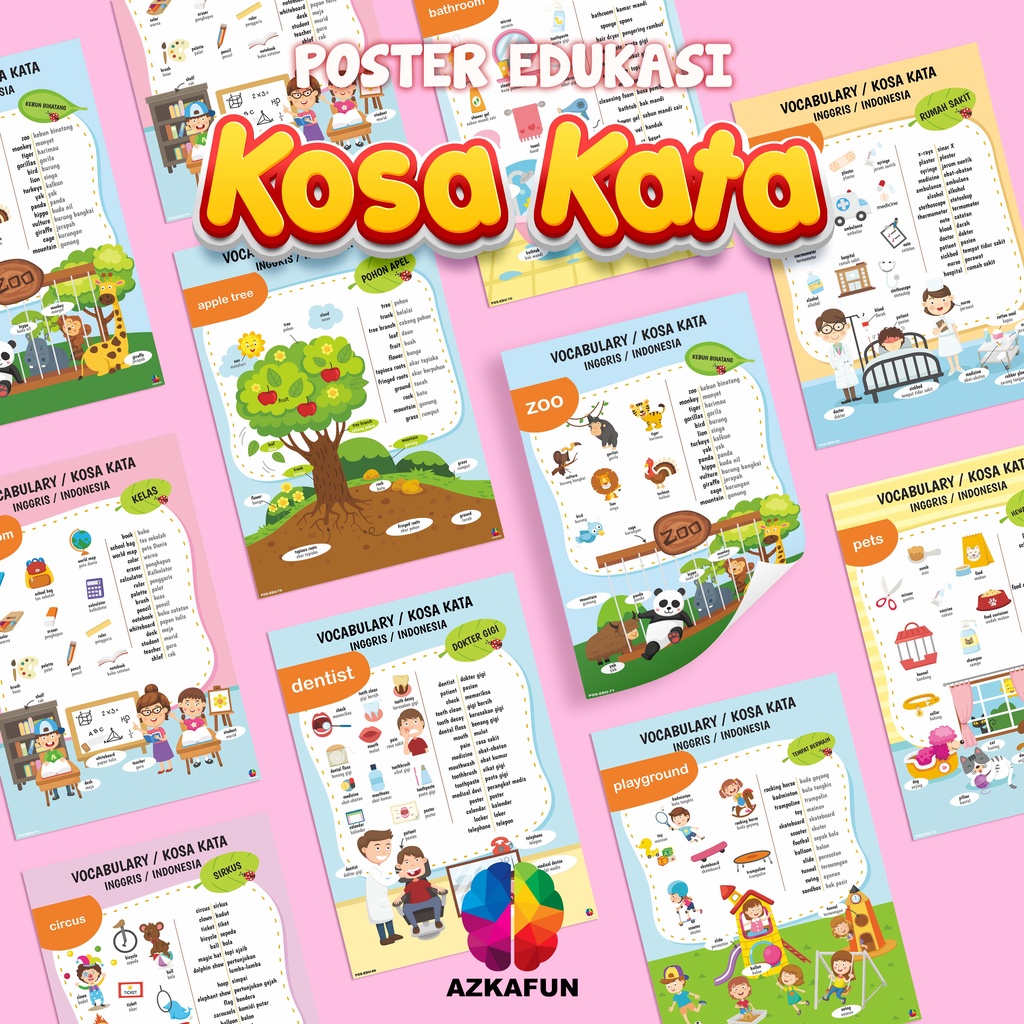 Jual Poster Edukasi VOCABULARY - KOSA KATA - Poster kosa kata inggris ...