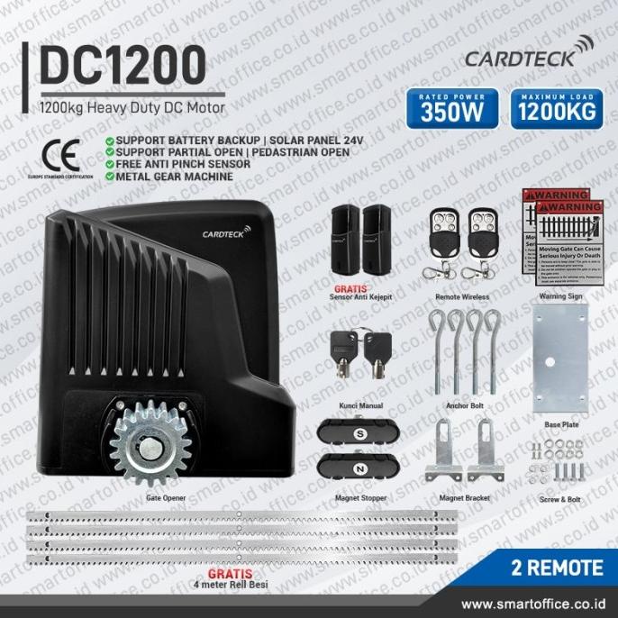 Jual 1200kg HeavyDuty DC Motor Sliding Gate Cardteck DC1200 Steel Worm ...