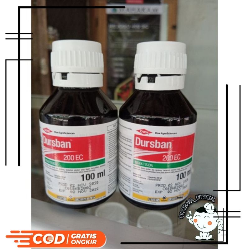 Jual Obat hama putih daun tanaman DURSBAN 200 EC insektisida cair 100 ...