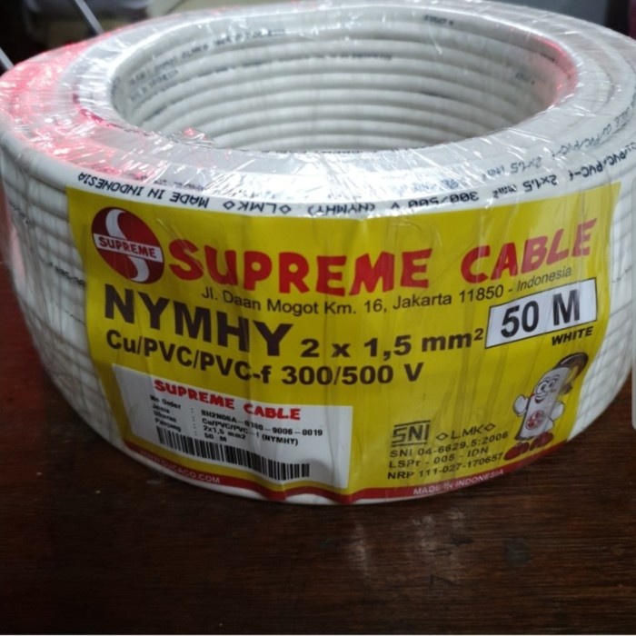 Jual Kabel Serabut Nymhy 2 X 1,5 Mm Putih Potongan Harga Per Mtr - Supreme | Shopee Indonesia