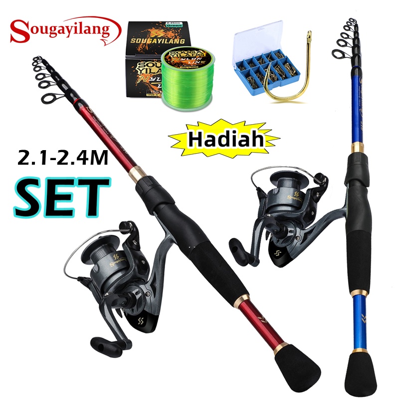 Jual Sougayilang Pancing Set Telescopic 1.8-2.4M 5.2:1 untuk Laut Tawar Joran Pancingan set ...