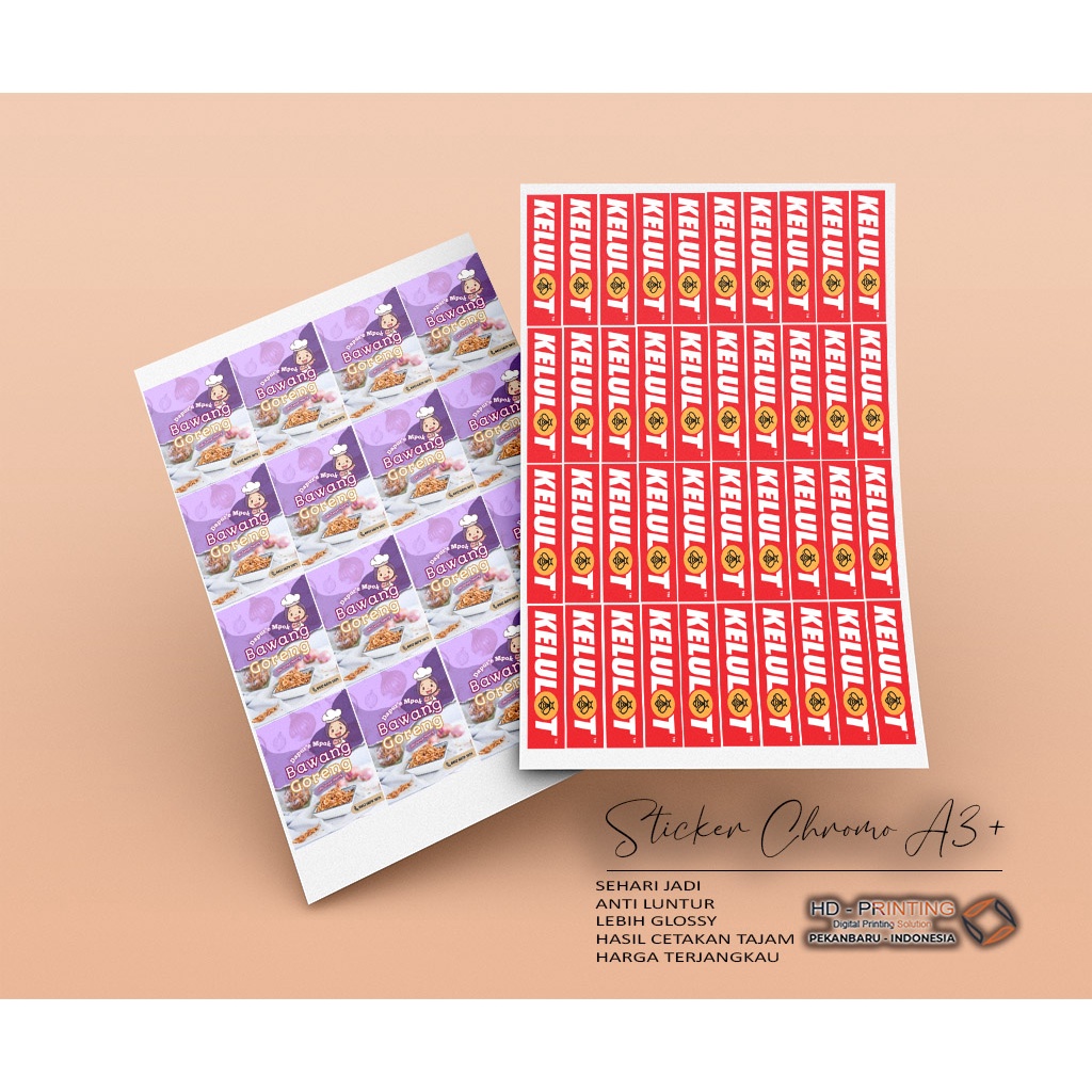 Jual Cetak Sticker Chromo A3+ / A3 PLUS / Stiker Label Makanan / Cetak ... Jual Cetak Sticker Chromo A3+ / A3 PLUS / Stiker Label Makanan / Cetak ...