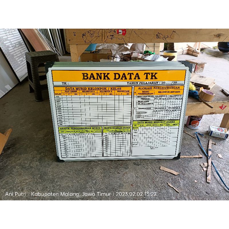 Jual Papan Data multiplek 80 x 60 cm list alumunium. papan data paud tk ...