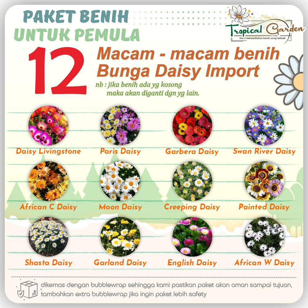 Jual Tropical Garden 12 Macam Benih Paket Bunga Daisy Import Bibit ...