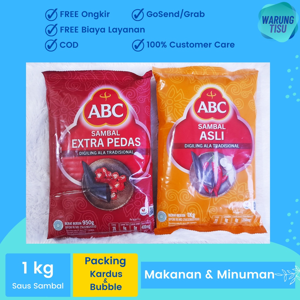 Jual ABC Saus Sambal Asli 1 kg / Extra Pedas 950 gr / Tomat 1 kg + FREE ...