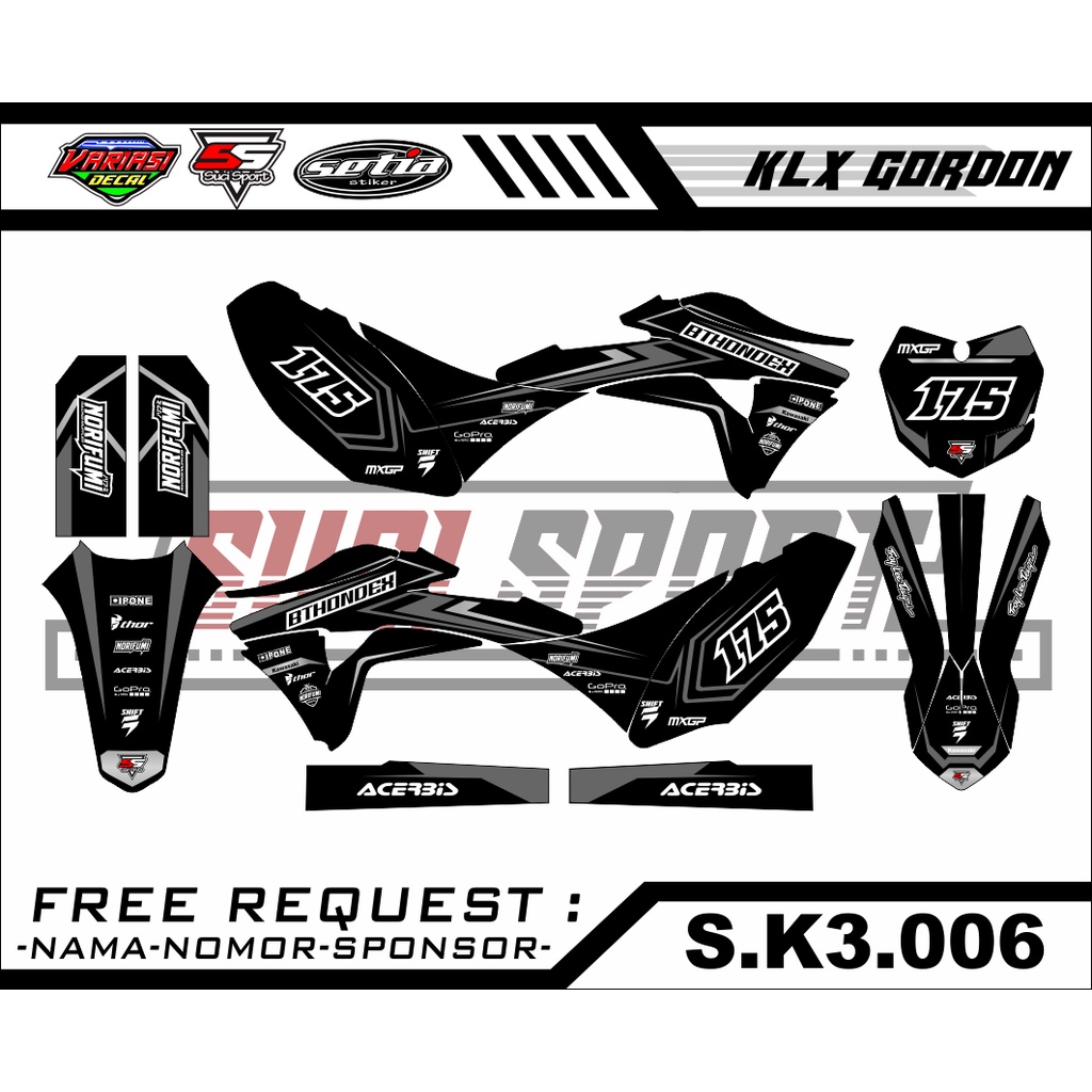 Jual DECAL STIKER KLX 150 GORDON FULL BODY (S.K3.006) | Shopee Indonesia