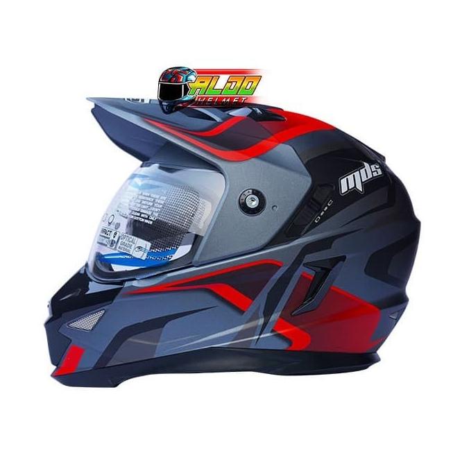Jual HELM MDS SUPER PRO MOTIF ALUMUNIUM GRAY MATT RED FULL FACE / JUAL ...