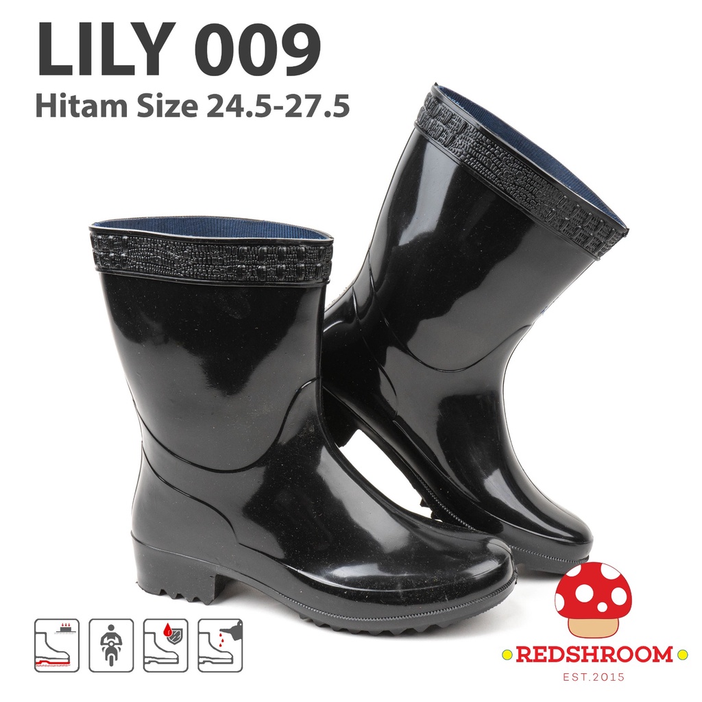 Jual Sepatu Boot Pendek LILY 009 Hitam Boots Karet Lokal Kuat Anti Slip ...