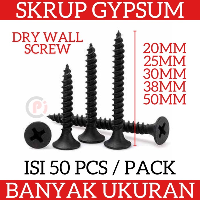 Jual Isi 50 Pcs Skrup Gypsum Dry Wall Screw Sekrup Gipsum Banyak Ukuran ...