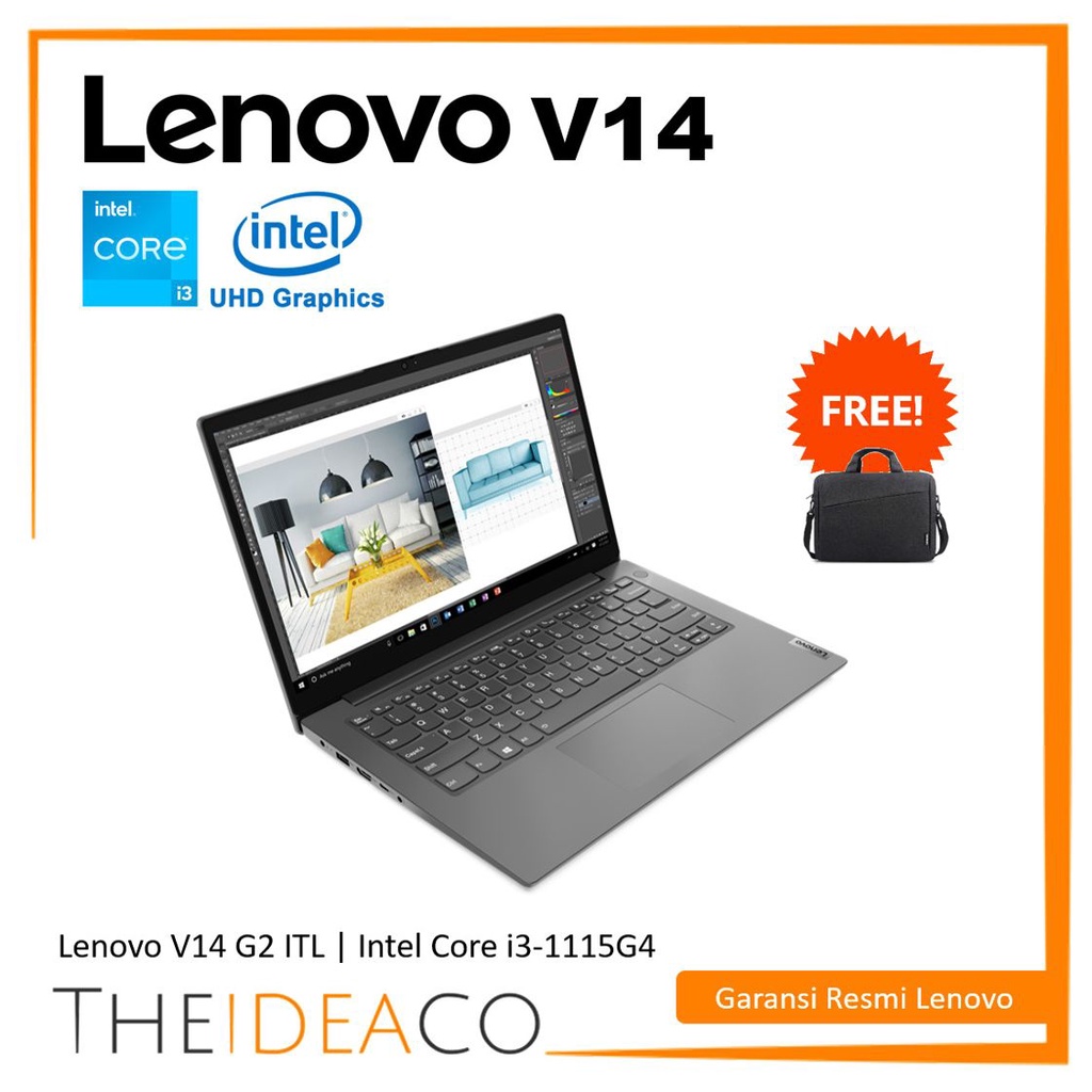 Jual Lenovo V14 Gen 2 HDID i3-115G4 4GB 256GB SSD I Win10Home + Office ...