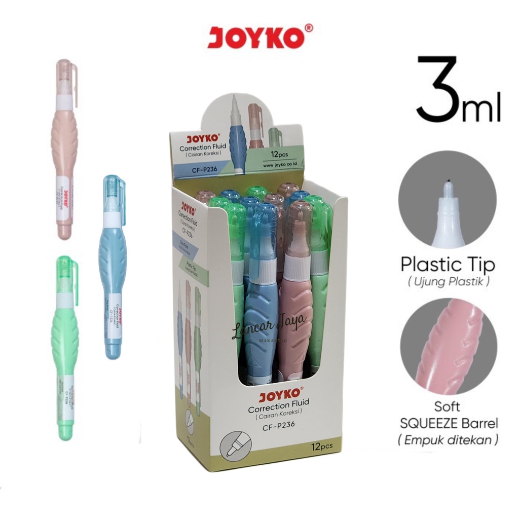 Jual 1 LSN / 12 PCS Correction Fluid Cairan Koreksi Penghapus Cair Joyko CF-P236 | Shopee Indonesia