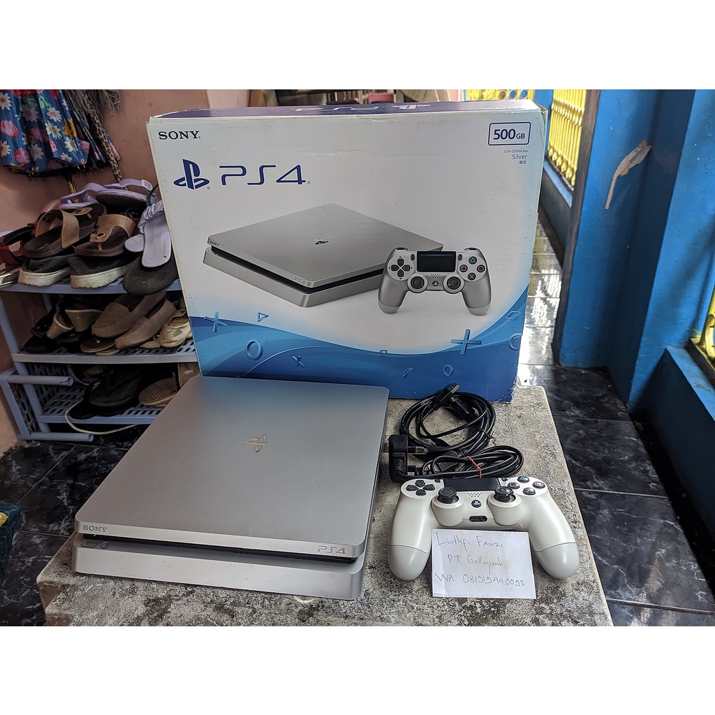 Jual PlayStation PS 4 PS4 Slim Silver RARE 500GB CUH 20xx Fullset ...