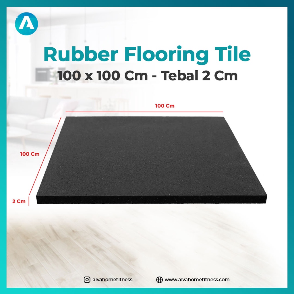Jual Rubber flooring Tile gym floor 100x100cm -tebal 2cm | Shopee Indonesia