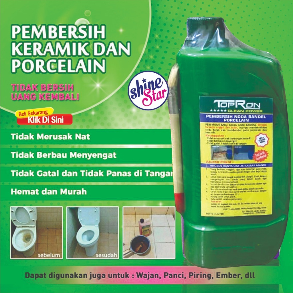 Jual TOPRON PEMBERSIH KERAK KERAMIK PORSELEN KAMAR MANDI WC TOILET ...