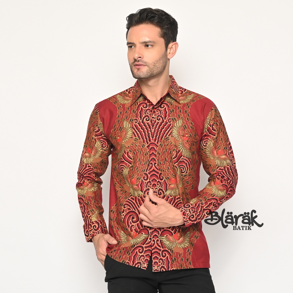 Jual BLARAK - Baju Batik Pria Rangda Merah | Shopee Indonesia