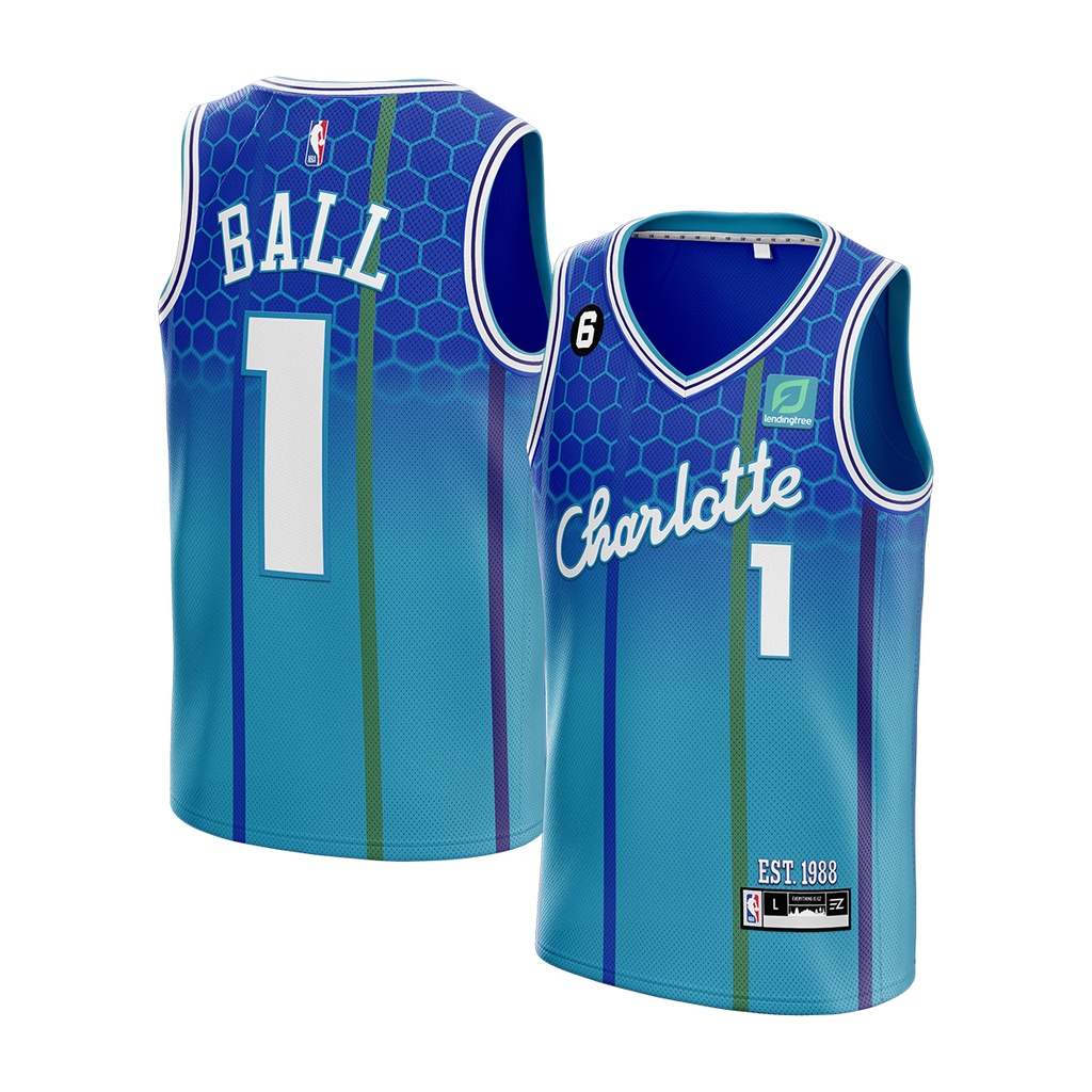 Jual Jersey Lamelo Ball Charlotte Hornets #1 BIRU CITY Swingman Bola ...