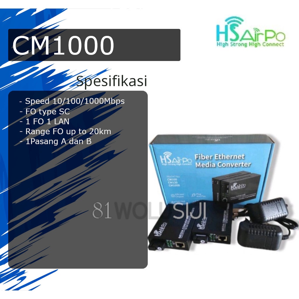 Jual Media Converter LAN to Fiber Optic HSAirpo CM1000 10/100/1000Mbps ...