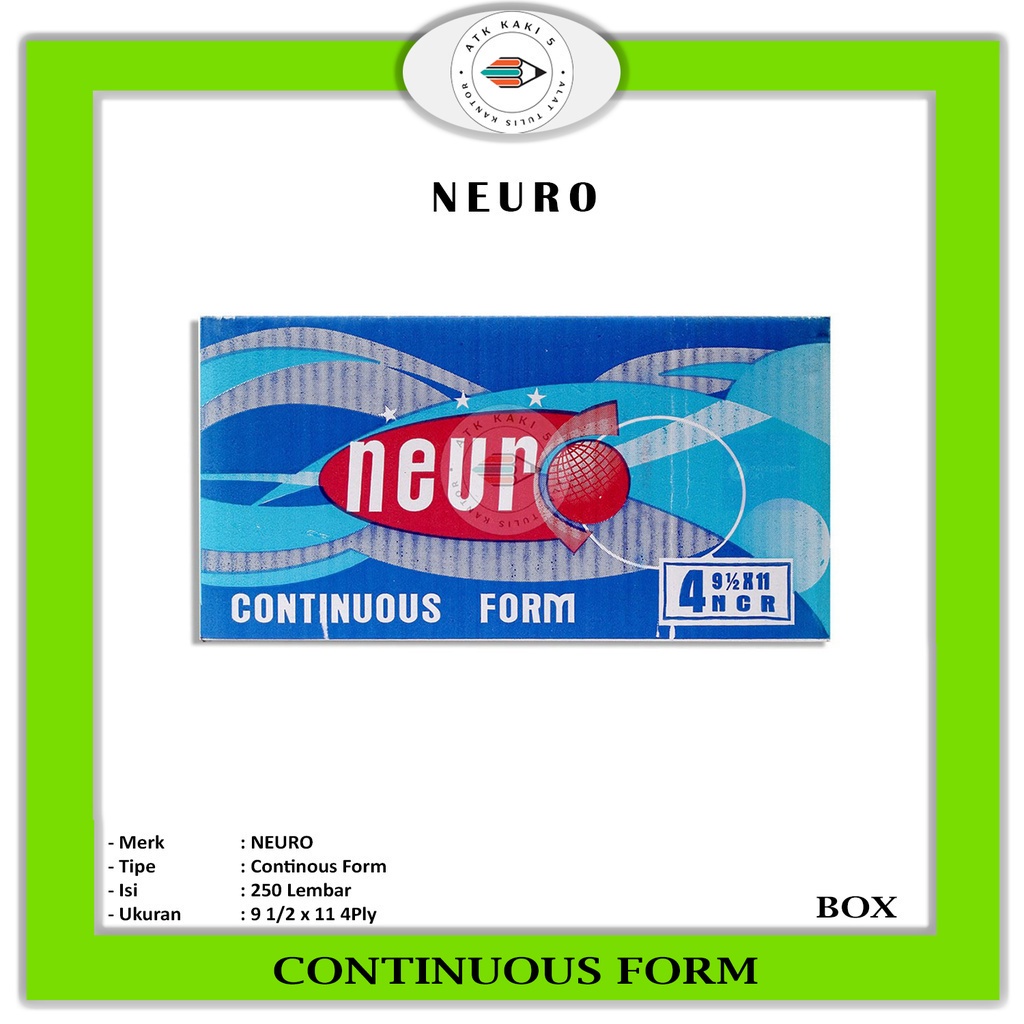 Jual NEURO - Continous Form 9 1/2 x 11/2 4 Ply ( K4/2 ) NCR / Kertas ...