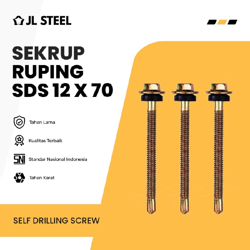 Jual JLSTEEL Sekrup Roofing SDS 12x70 (isi 175 pcs) | Shopee Indonesia