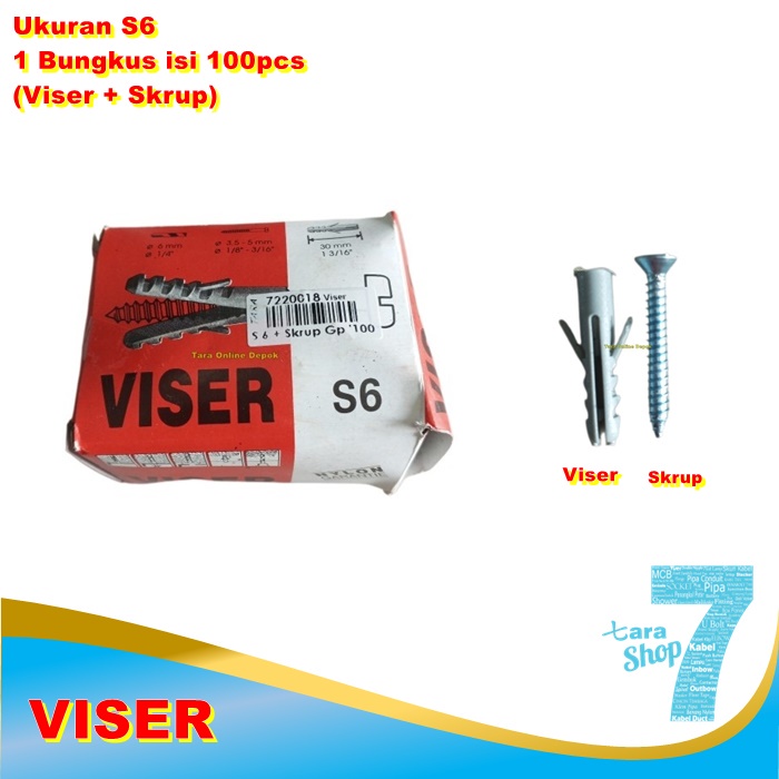 Jual Sekrup Dinding Tembok S6 + Baut Gepeng isi 100 7220018 | Shopee Indonesia