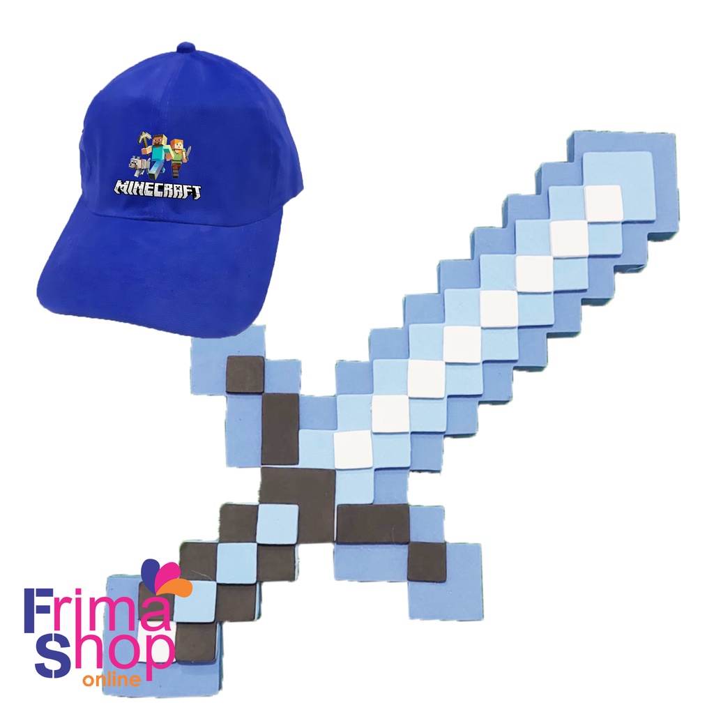 Jual PAKET TOPI & MAINAN PEDANG MINECRAFT DIAMOND FIRE IRON GOLDEN ...