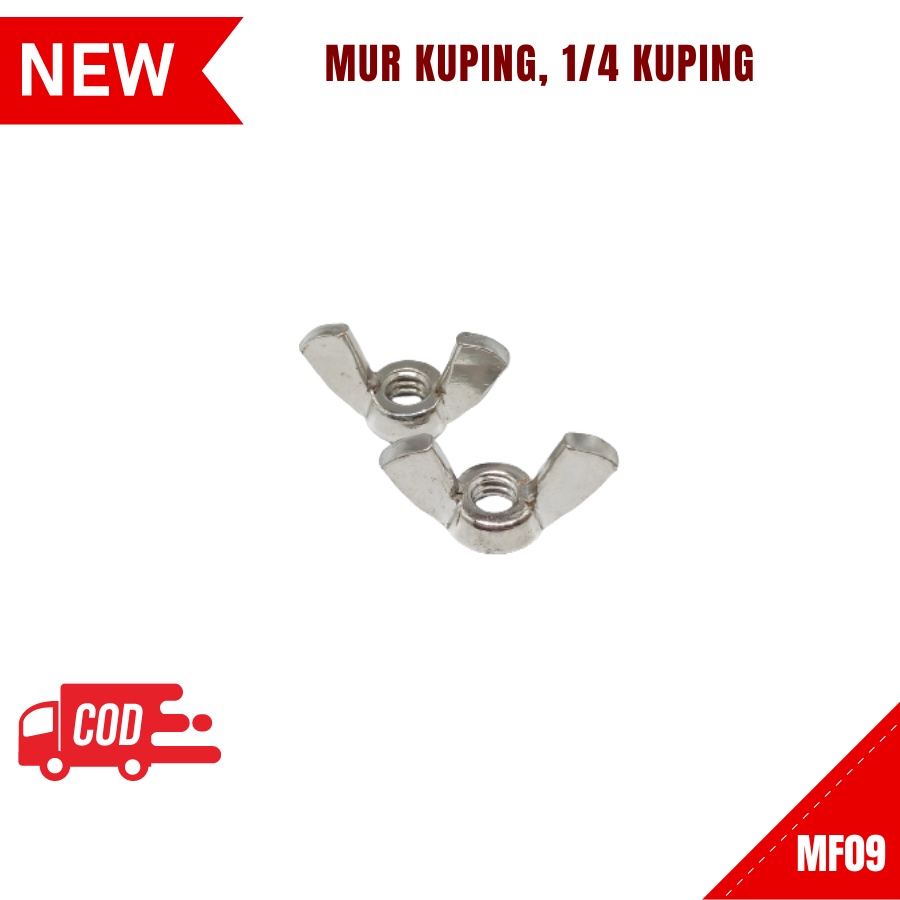 Jual [10 pcs] Mur Kuping Putih Butterfly Nut M6 ukuran (6 mm) (0,25 ...