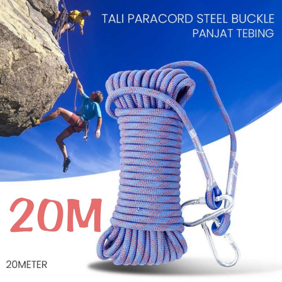 Jual tali karmantel panjat tebing - rappeling climbing rope 10mm X 20 ...