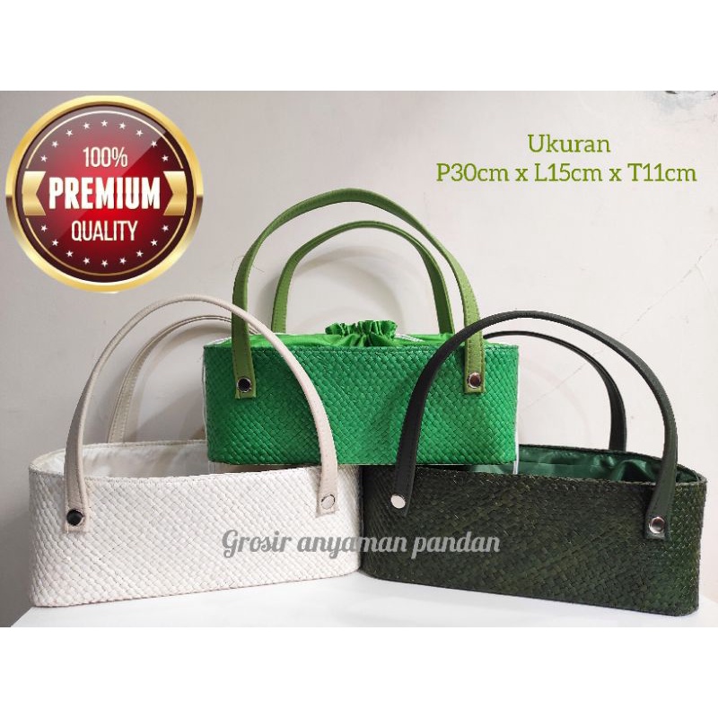 Jual Tas pandan KOTAK PANJANG MDD GAGANG VINIL CENTANG SATU tas parsel ...
