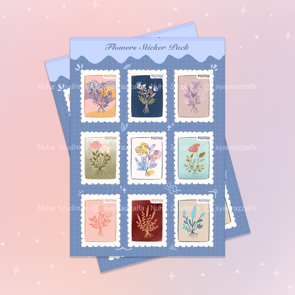 Jual Sticker by _syaurazzalfa | Flowers Sticker Pack Perangko Bunga ...