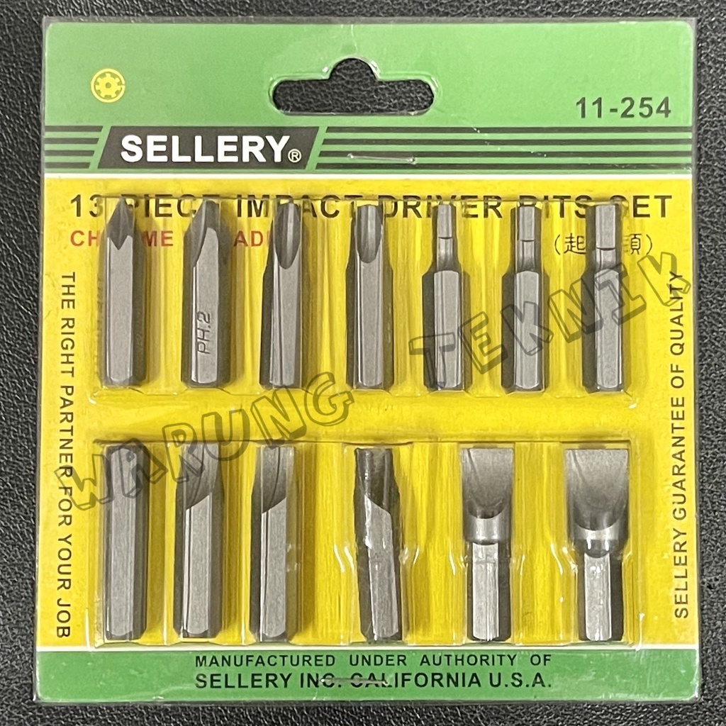 Jual SELLERY 11-254 13 Pcs Impact Driver Bit Set / Mata Obeng Ketok Set ...