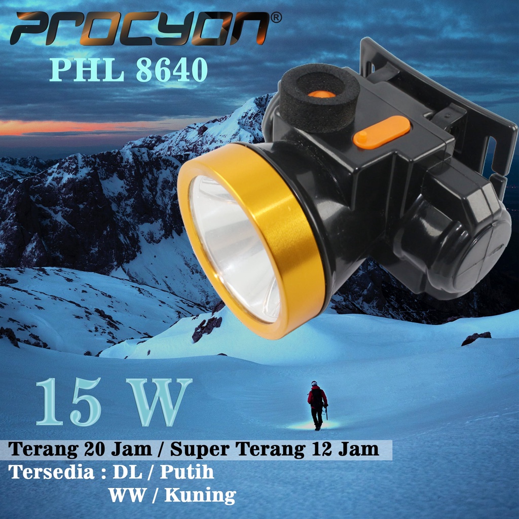 Jual Head Lamp Senter Lampu Kepala Procyon Daylight Warmwhite 15w, 25w, 35w | Shopee Indonesia