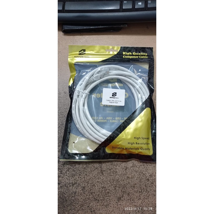 Jual Kabel LAN UTP Ethernet CAT6 CAT 6 + RJ 45 RJ45 3 Meter Pabrikan ...