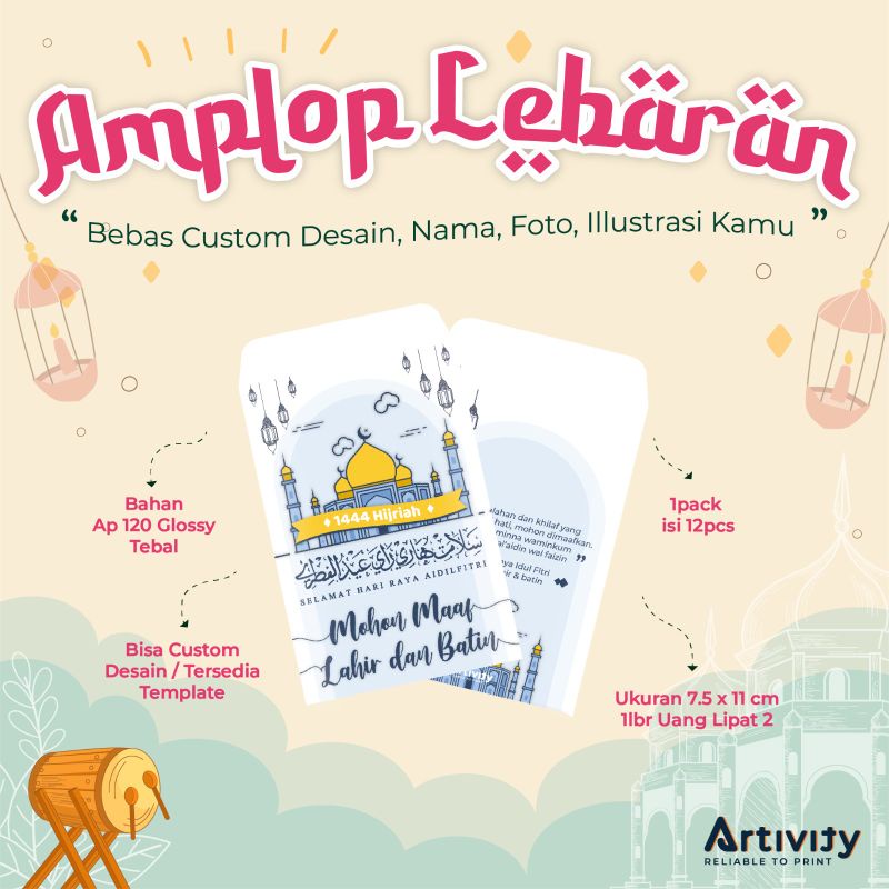 Jual isi 12pcs AMPLOP ANGPAO LEBARAN IDUL FITRI MINI CUSTOM NAMA ...