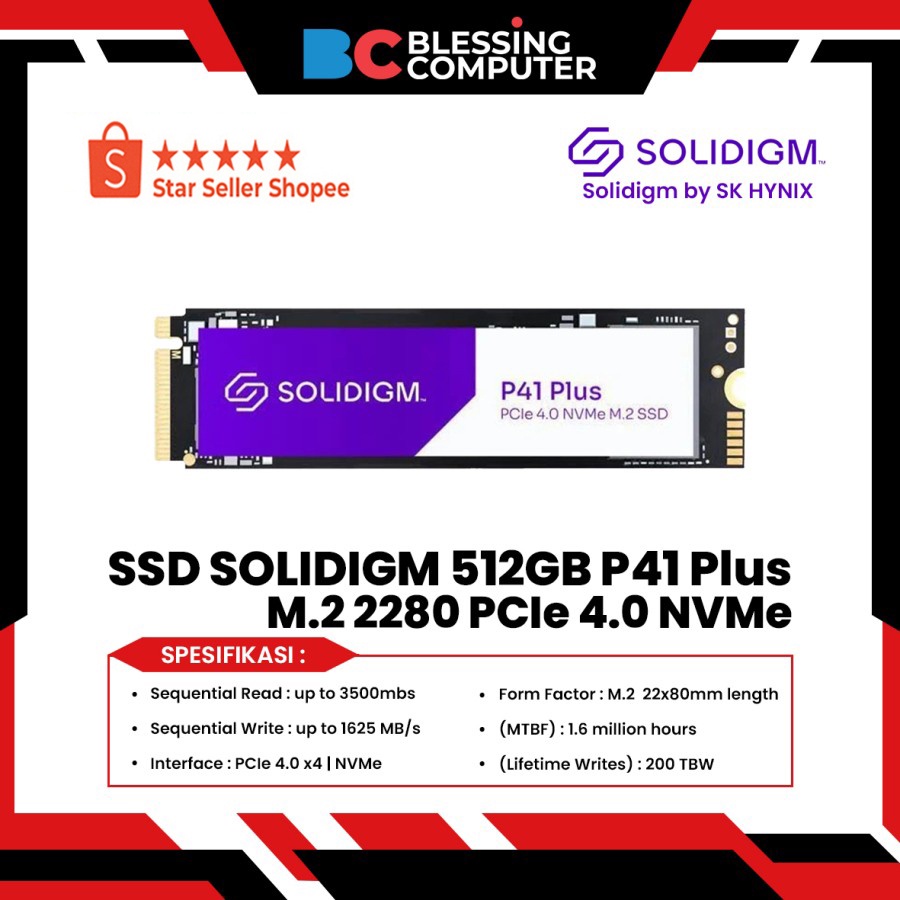 Jual SSD SOLIDIGM 512GB P41 Plus M.2 2280 PCIe 4.0 NVMe SSDPFKNU512GZX1 ...