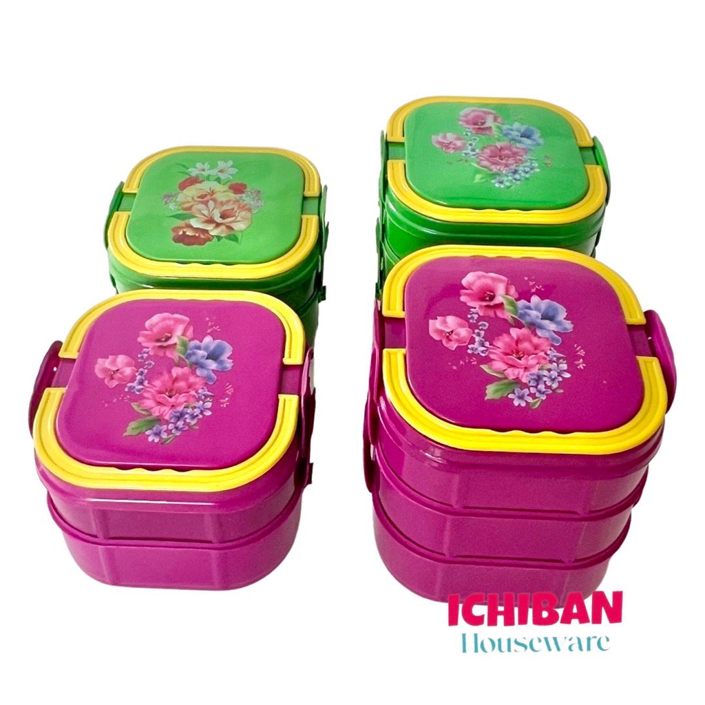Jual Rantang Susun 2 ALASKA / Rantang Makanan (Gambar Bunga) / Rantang ...