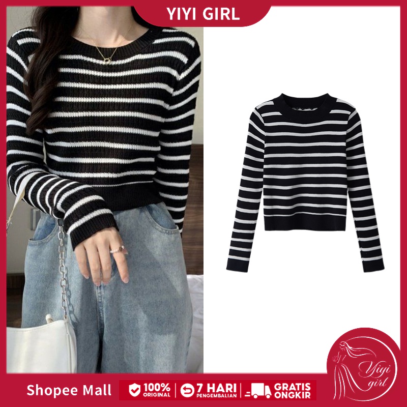 Jual YIYI GIRL Sweater Crewneck Wanita Rajut Premium Lengan Panjang ...