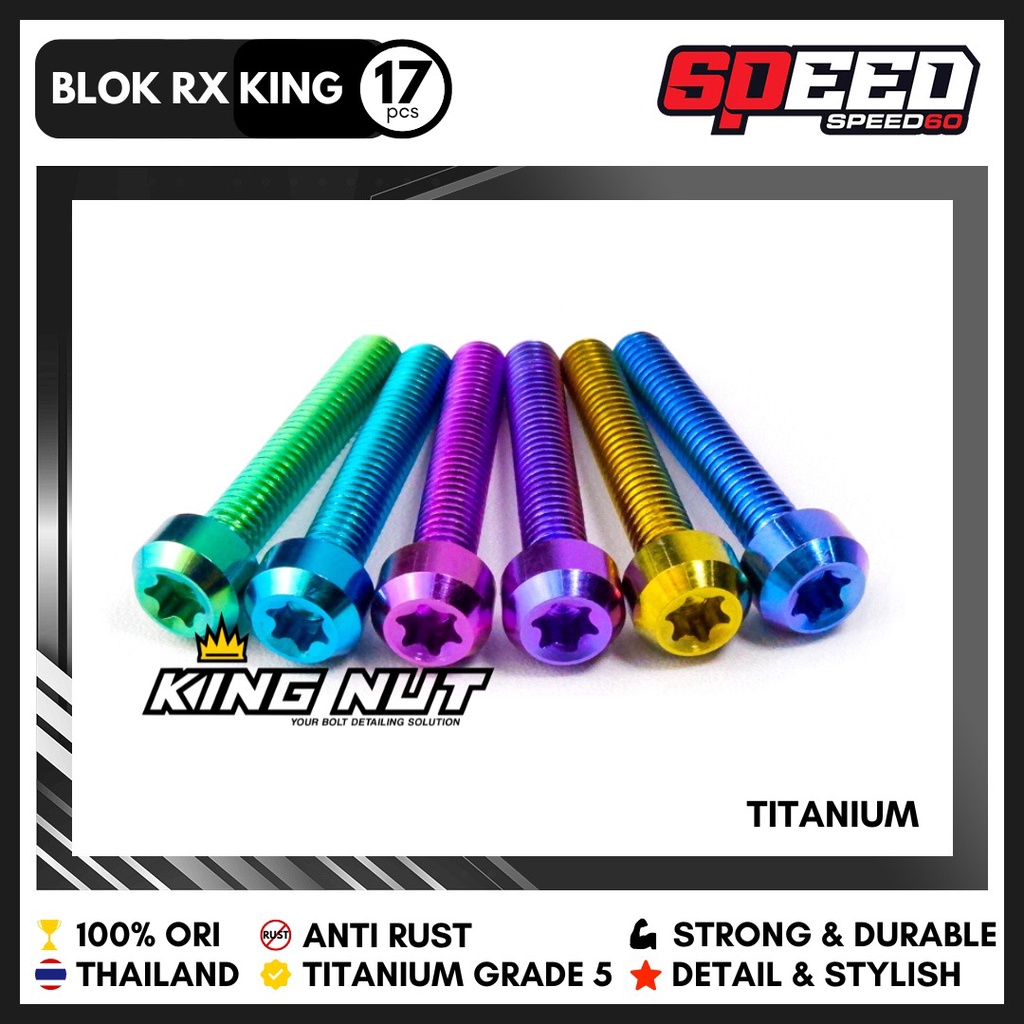 Jual Titanium Probolt Baut Blok Bak Mesin Yamaha RX King Grade 5 King Nut | Shopee Indonesia