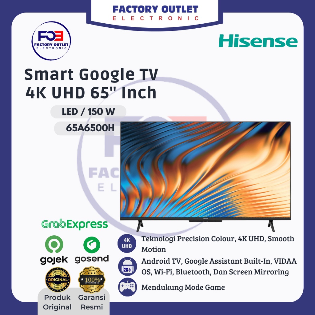 Jual HISENSE 65A6500H 65" Inch Smart Android G00gle 4K/UHD TV VIDAA OS ...