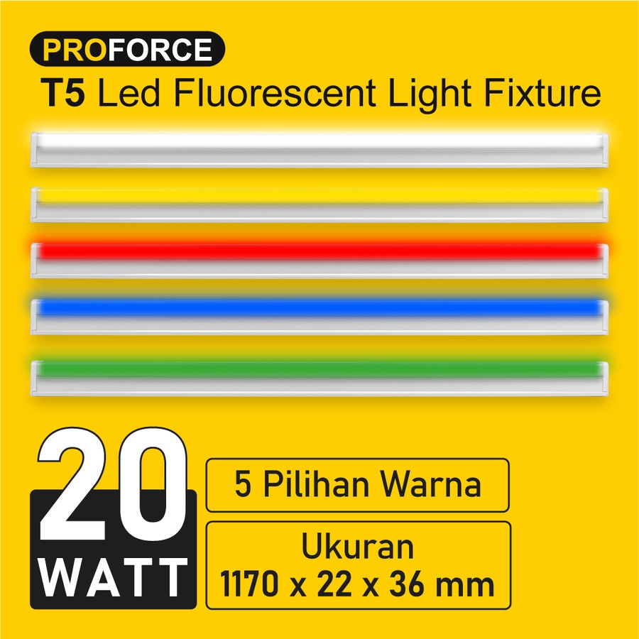 Jual Lampu TL LED Proforce T5 20 Watt Panjang 120 CM Warna Warni ...
