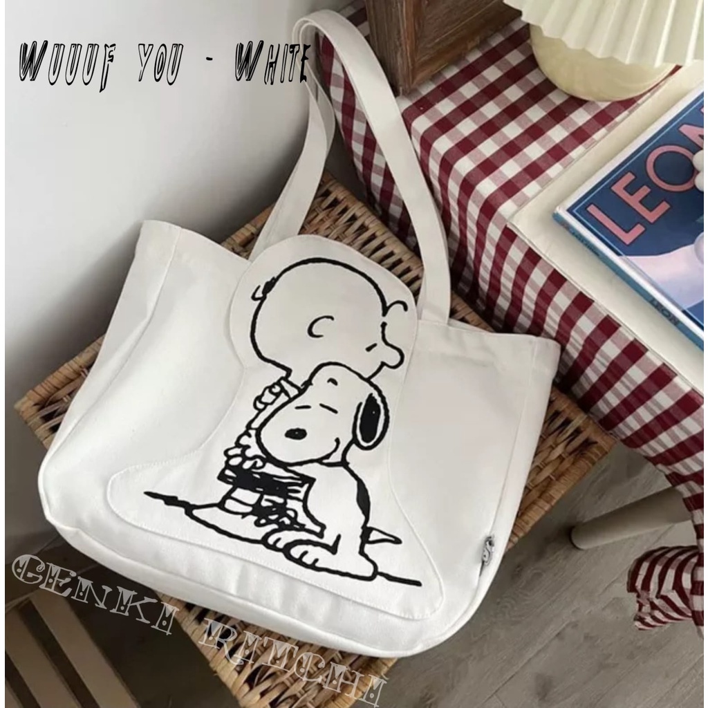 Jual Tas Tote Bag Snoopy Peanuts Canvas Tas Pundak Selempang Wanita ...