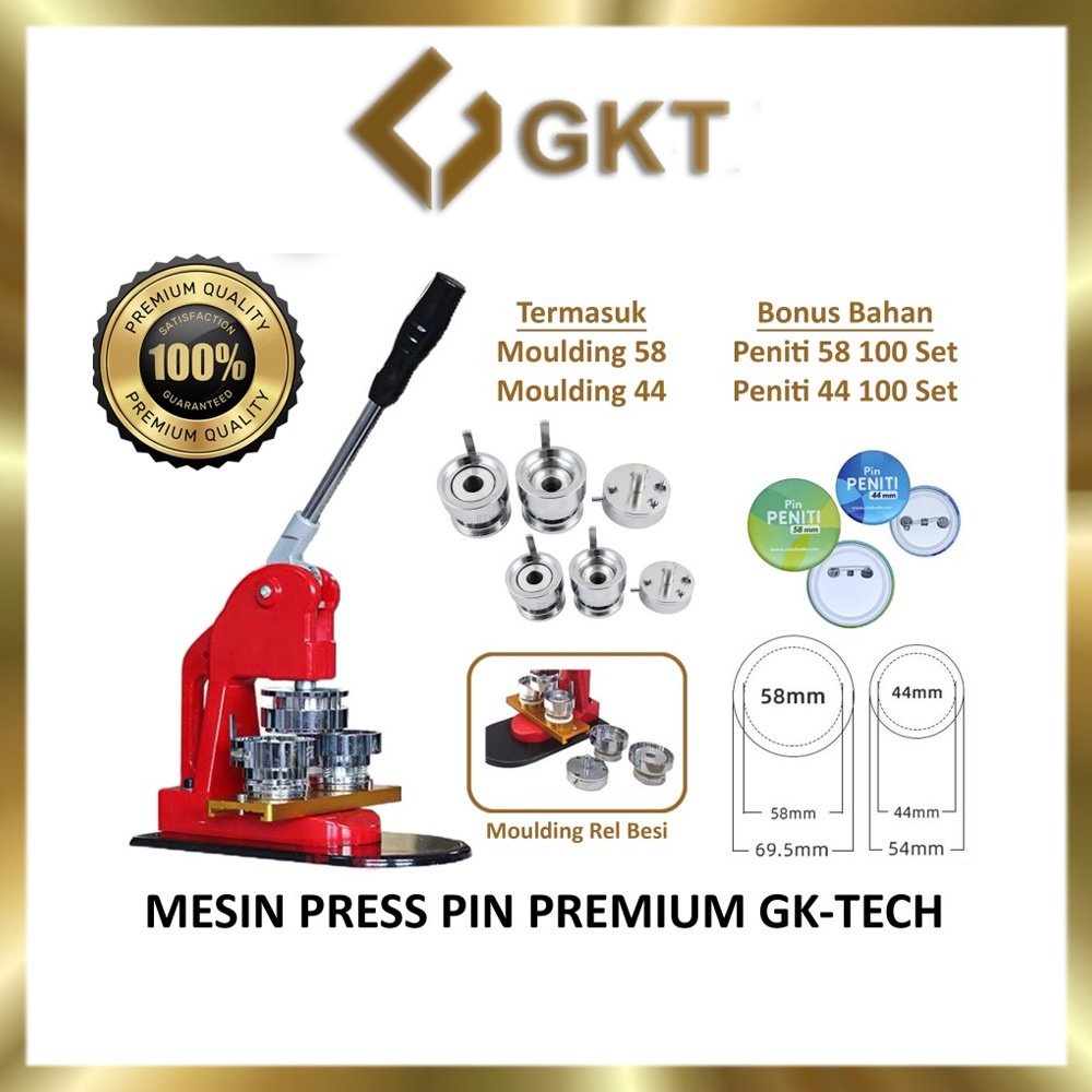Jual Mesin Press Pin GKT / GK-TECH Termasuk Moulding Uk. 44 & 58 mm GKT Import Murah Awet ...